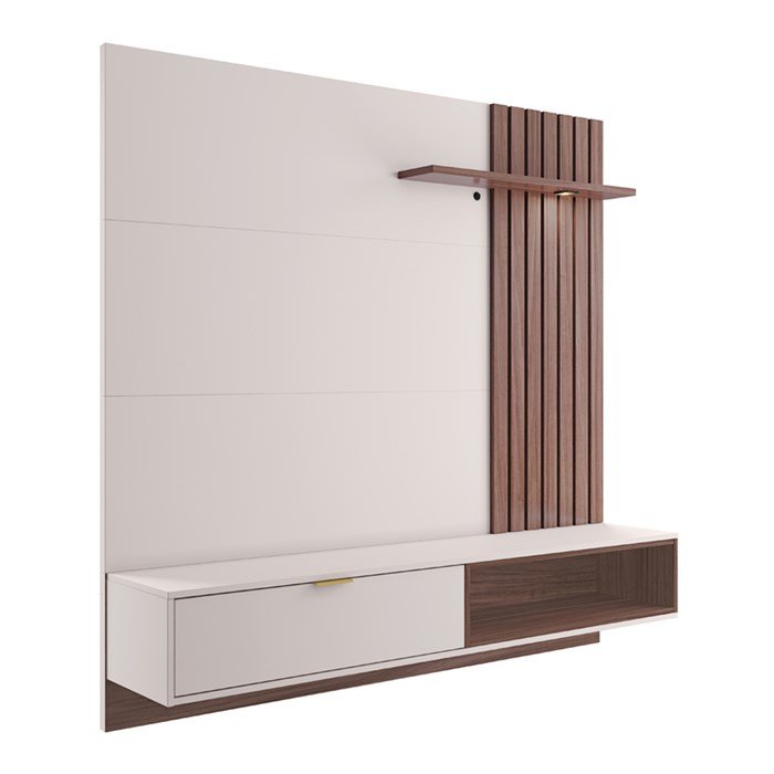 Painel Home Para TV 60 Polegadas Tocantins Off White Nogueira Real CLB ...