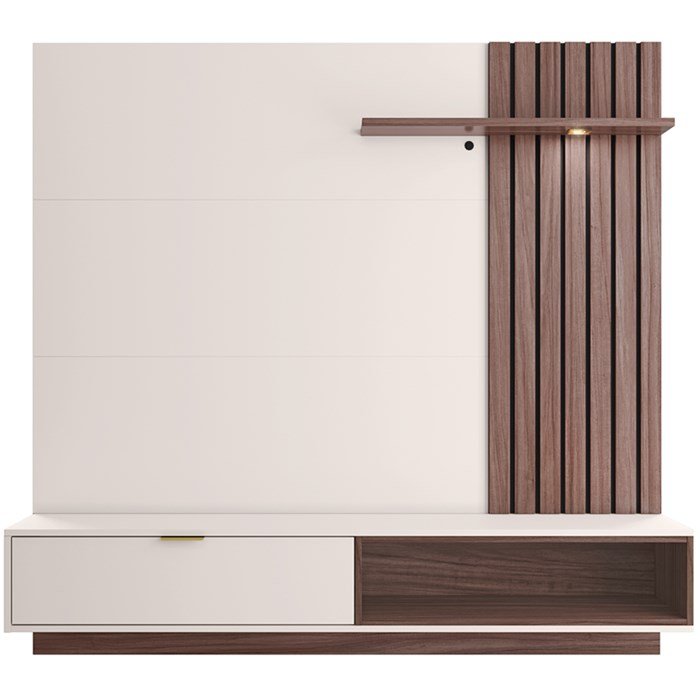 Painel Home Para TV 60 Polegadas Tocantins Off White Nogueira Real CLB ...