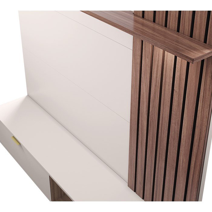 Painel Home Para TV 60 Polegadas Tocantins Off White Nogueira Real CLB ...