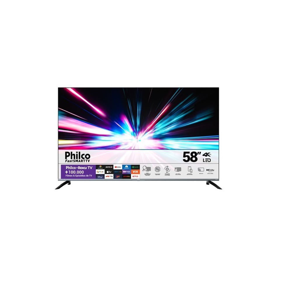 Smart TV Philco 58’’ 4K HDR10 Dolby Áudio Led PTV58G70R2CSGBL – Bivolt ...