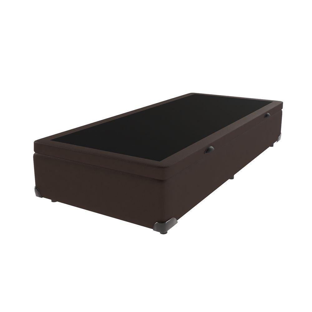 Cama Box com Baú Solteiro Marrom de Madeira 88cm Kazamix | MadeiraMadeira