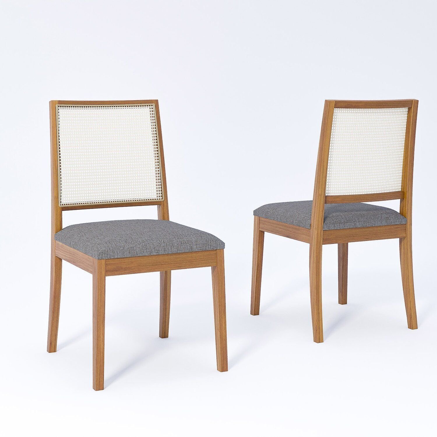 Kit 2 Cadeiras Madeira Maciça Telinha e Estofado em Linho Marcela ...