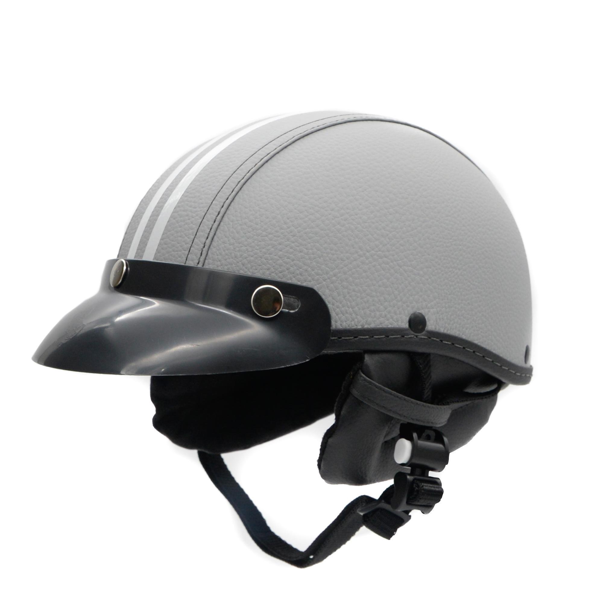 Capacete Coquinho Scooter Moto Elétrica Bike Couro Cinza | MadeiraMadeira