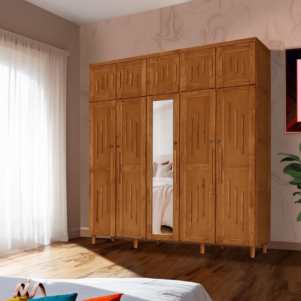 Guarda-roupa de Madeira com Espelho e 10 Portas - Imbuia | MadeiraMadeira