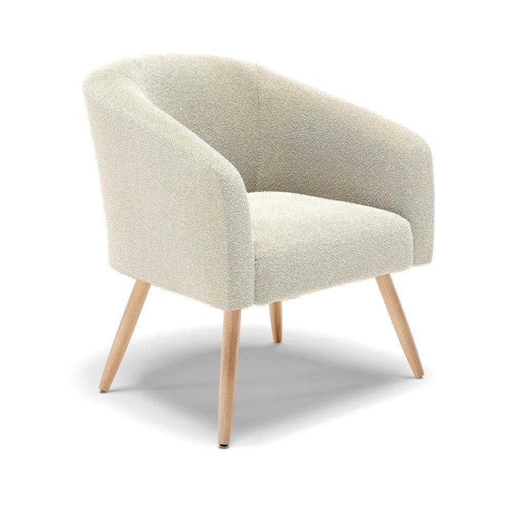 Poltrona Stella Bouclê Bege Pés Palito Natural - D\'rossi | MadeiraMadeira