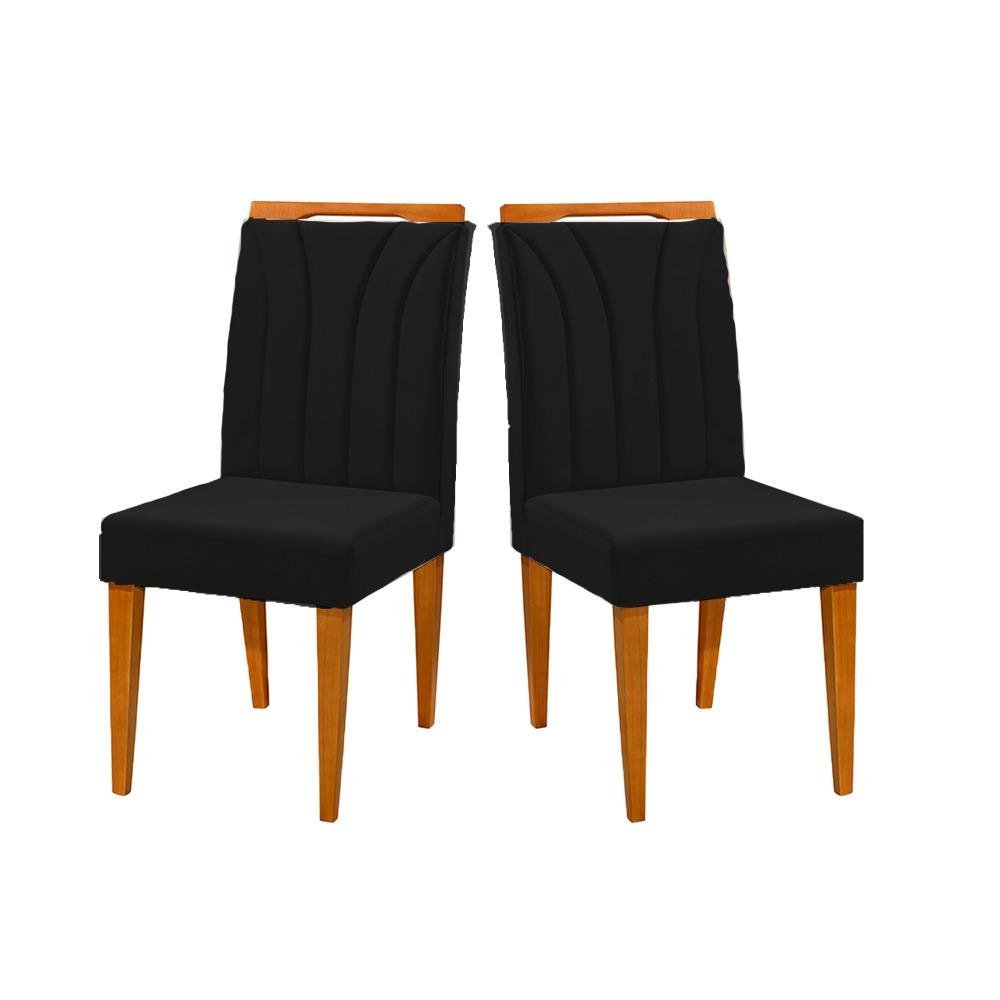 Conjunto com 2 Cadeiras Luanda Veludo Redenobre Cor:preto; | MadeiraMadeira