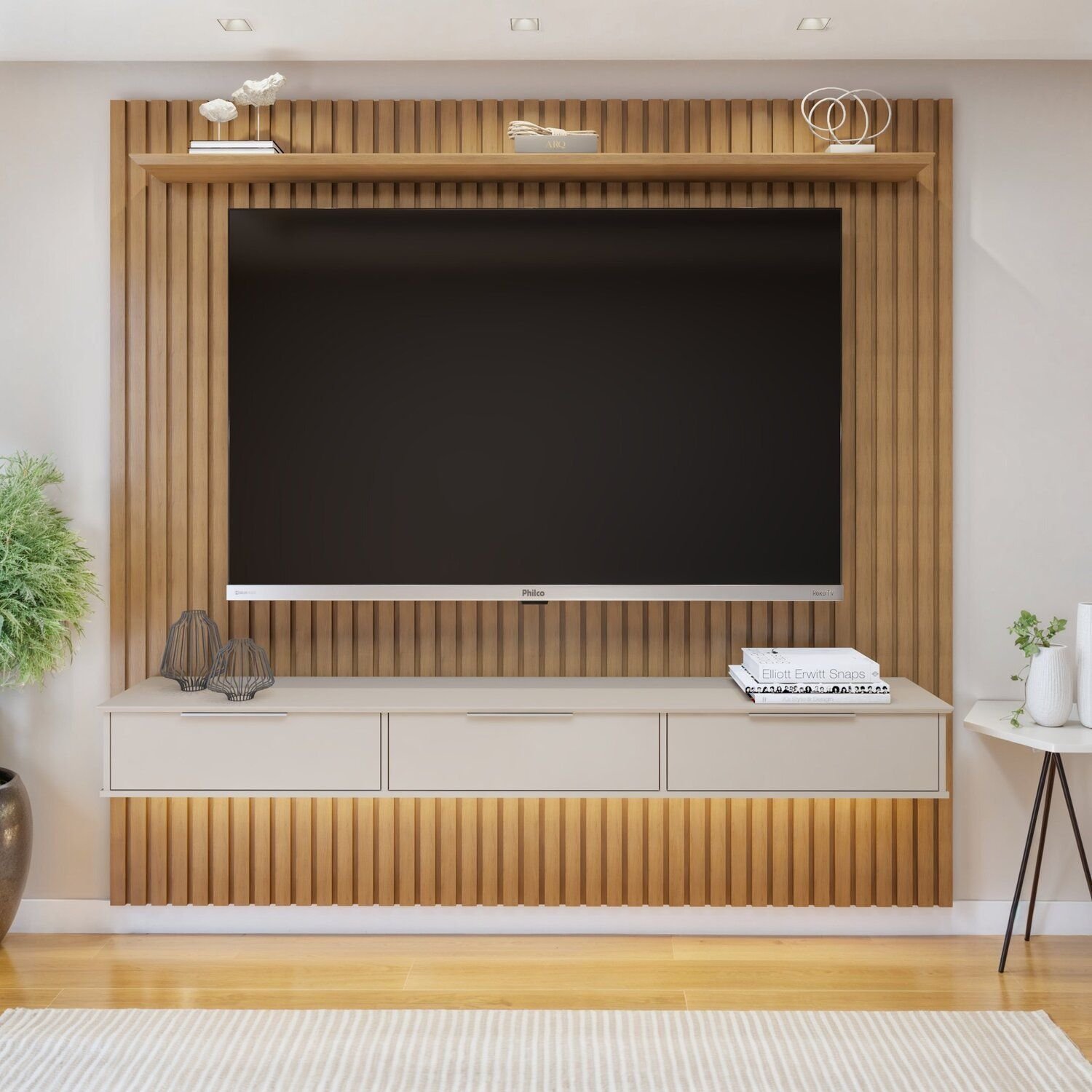 Painel para TV até 80 Polegadas com Nicho e Led Vitória | MadeiraMadeira