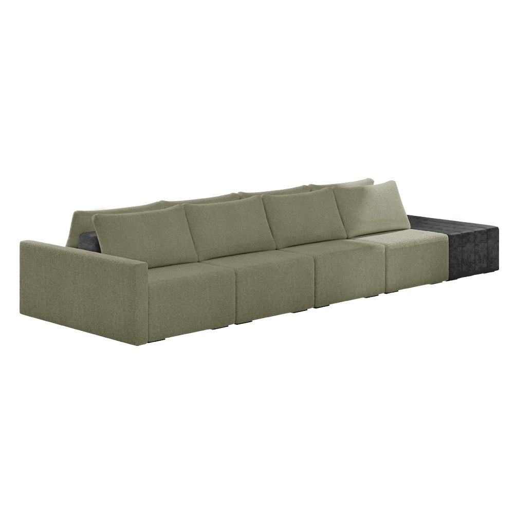 Sofá Ilha 4 Lugares Living 432cm Modulado Sala Lary Bouclê Verde/pu Pto ...