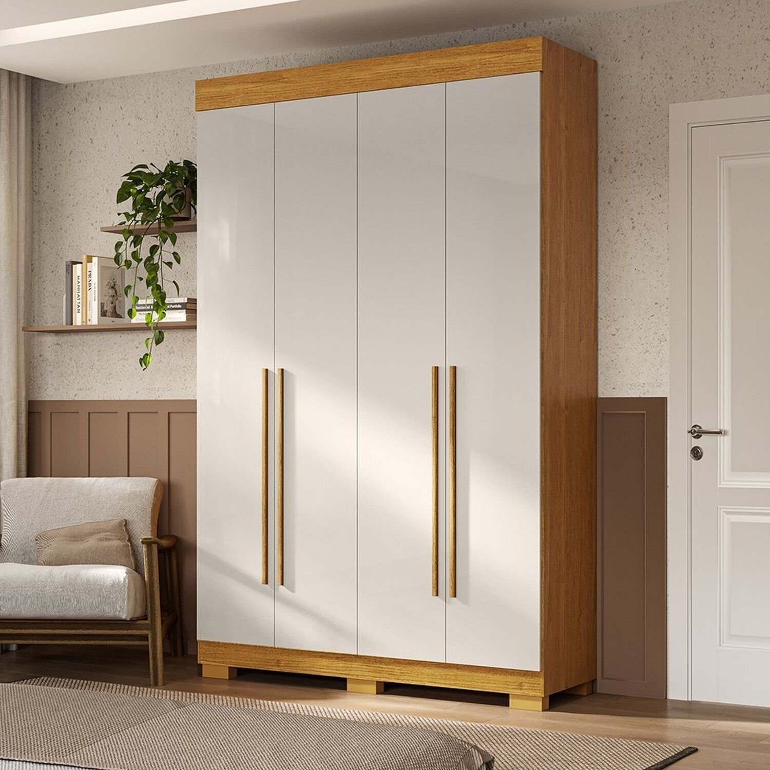 Guarda-roupa Casal 133cm 4 Portas Willow Espresso Móveis | MadeiraMadeira