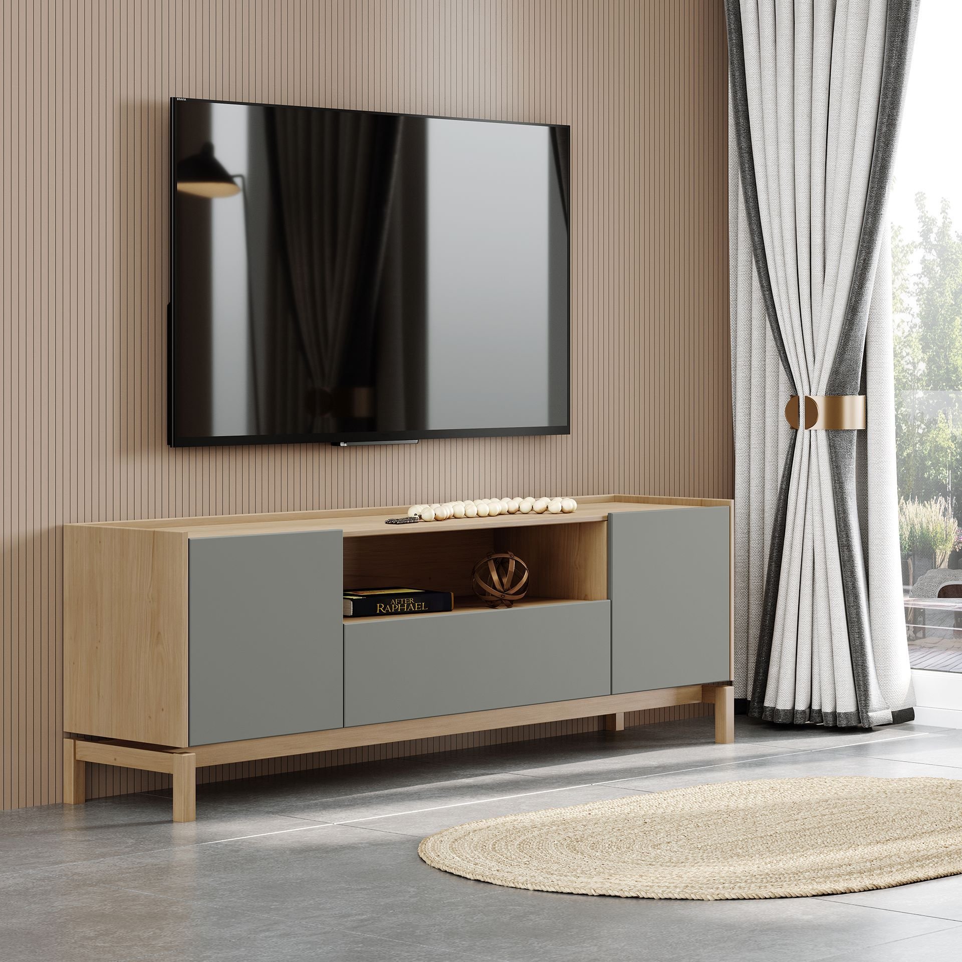 Rack para TV até 50 Polegadas em Madeira Maciça e MDF com Nicho Linha ...