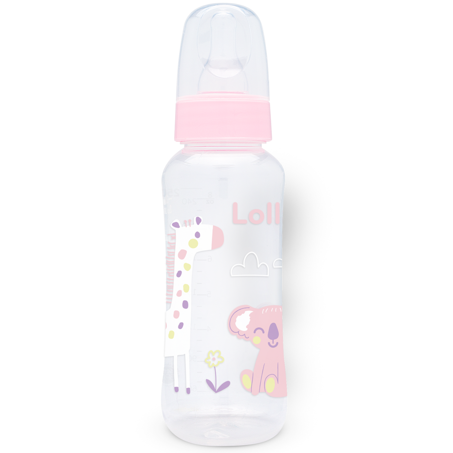 Mamadeira Zoo Rosa Lolly Kinddy Bico Silicone Redondo 250ml ...