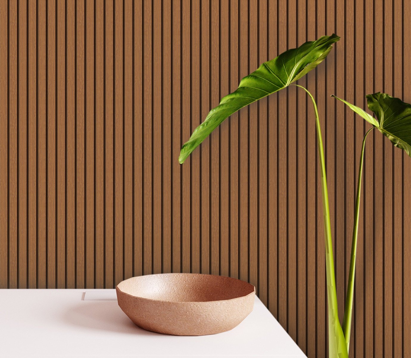 Papel de Parede Ripado Largo tipo Madeira Pinus Escura 3m | MadeiraMadeira