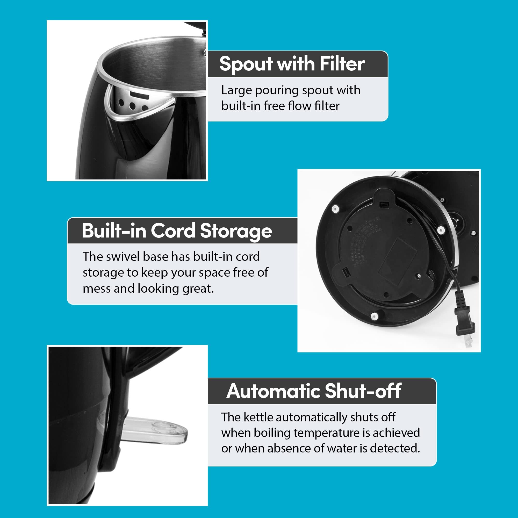 Elite Gourmet Chaleira Elétrica 1.8l com Parede Dupla e Desligamento ...