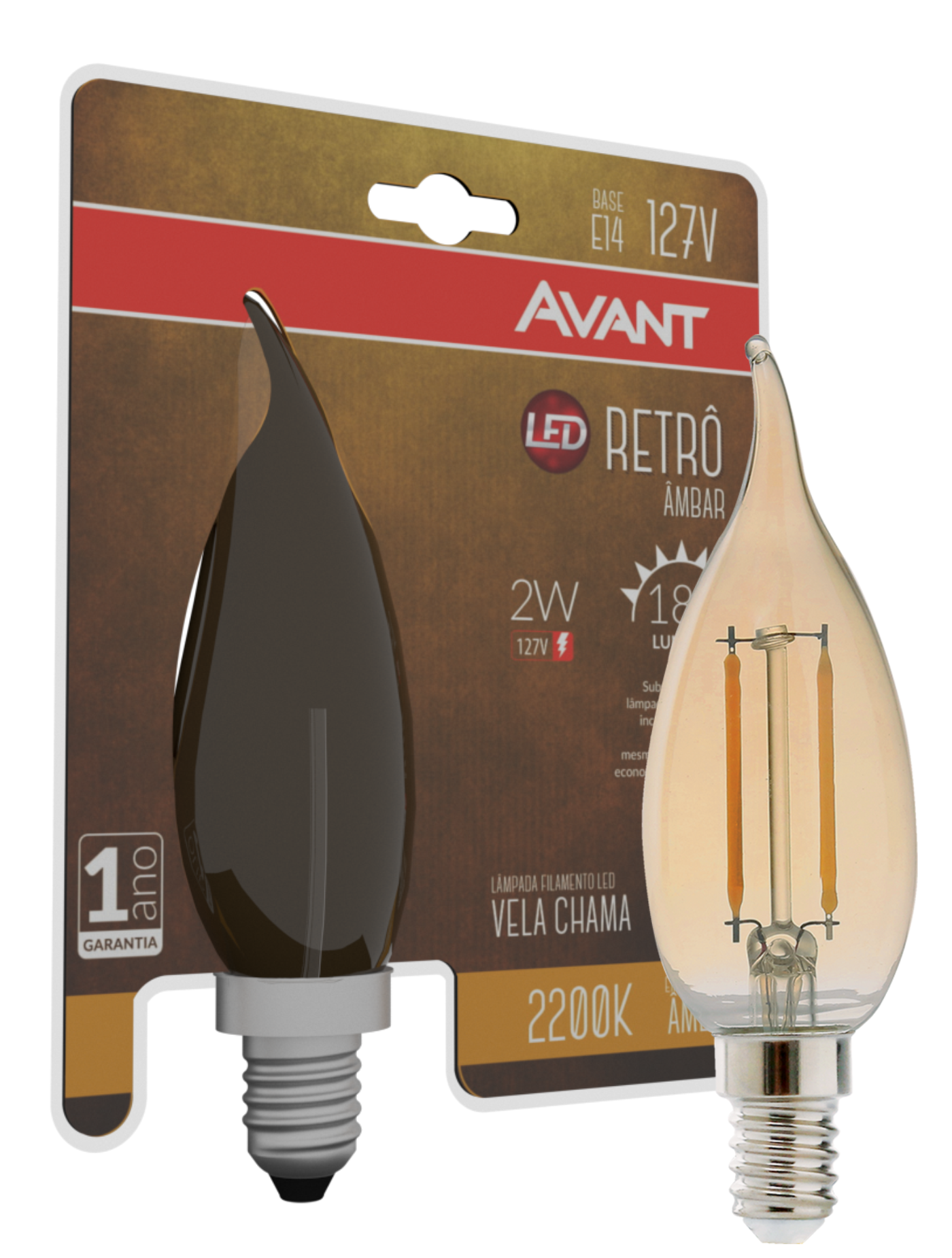 Kit 10 Lâmpada Led RETRÔ Vela Chama E14 2W AMBAR 2200K 127V ...