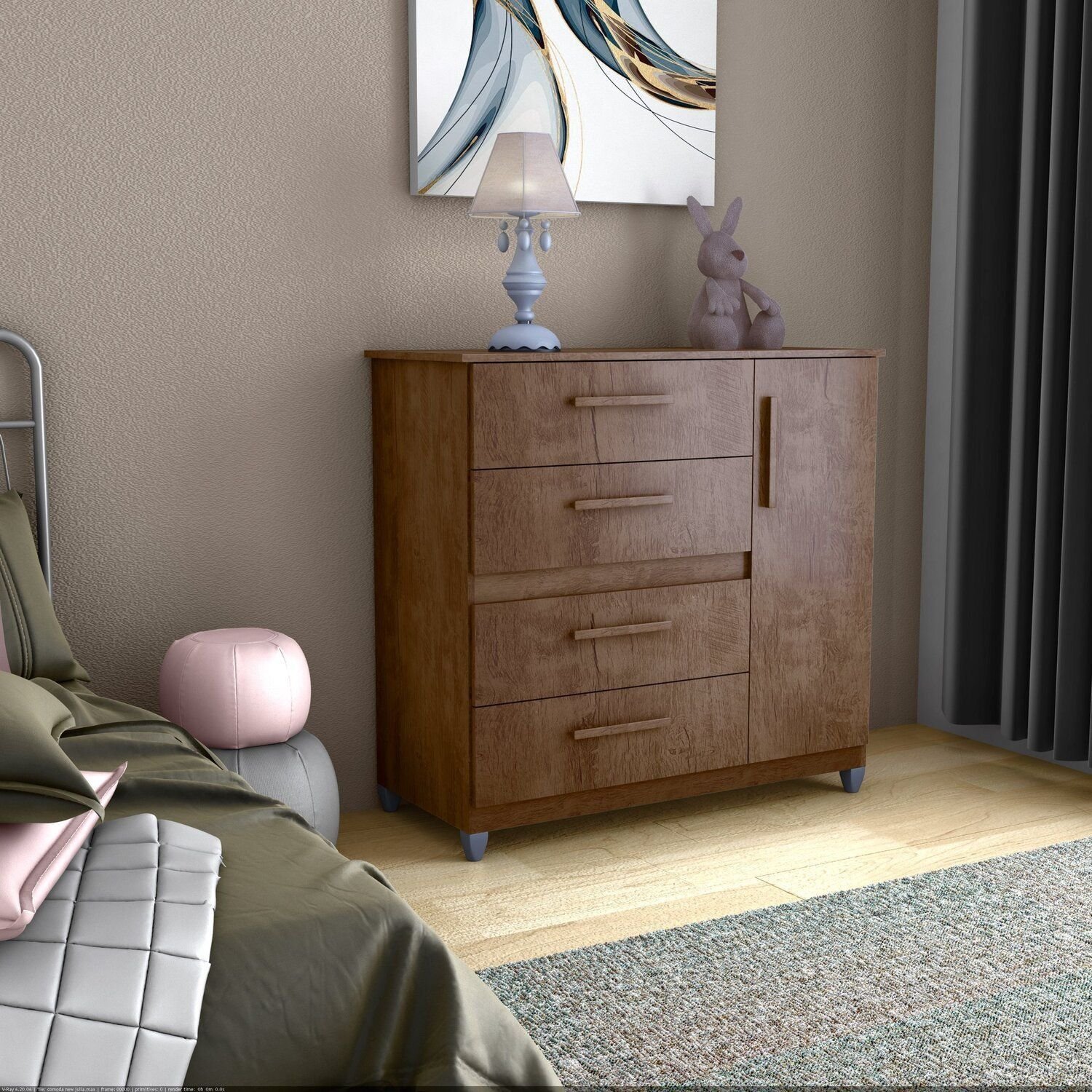 Cômoda para Quarto 4 Gavetas New Julia | MadeiraMadeira