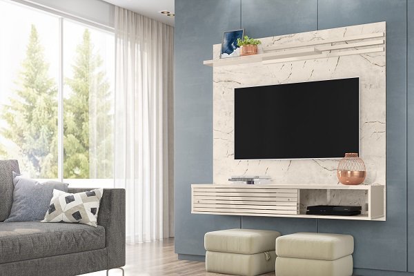 Painel Frizz Sublime para TV de até 55 polegadas - CALACATA / OFF WHITE ...