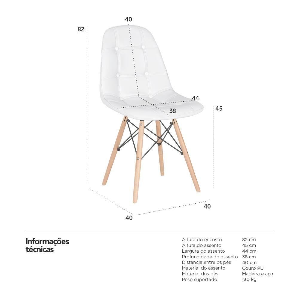 Cadeira Estofada Eiffel Botonê Clara Branco | MadeiraMadeira
