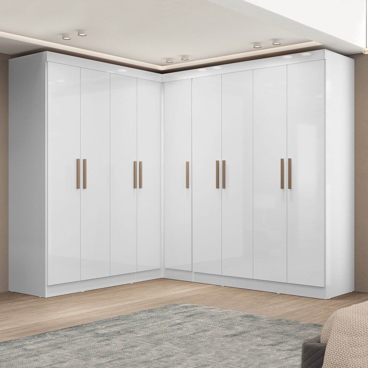 Guarda-roupa Modulado de Canto 9 Portas e 4 Gavetas Paris | MadeiraMadeira