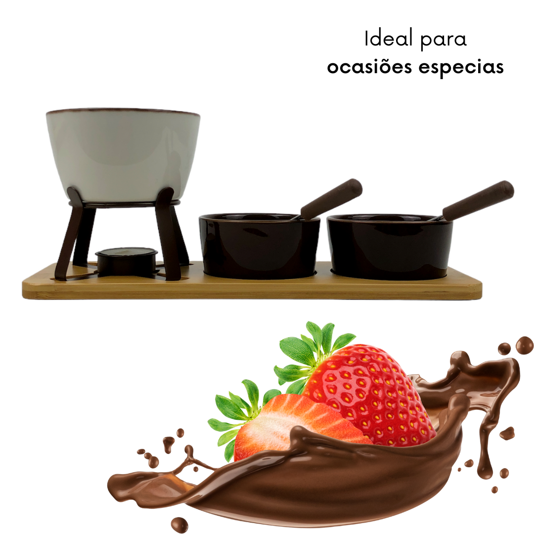 Conjunto Para Fondue 8 Peças Base De Bambu Lier Hauskraft | MadeiraMadeira
