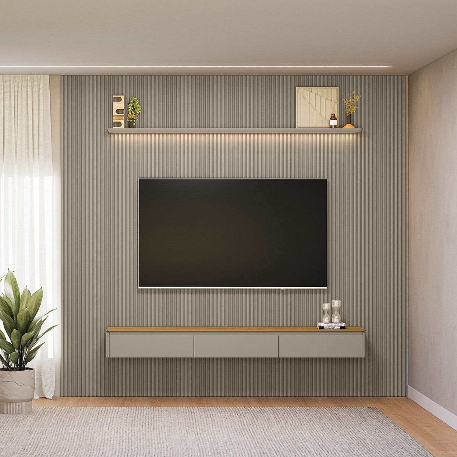 Painel para Tv 80 Polegadas com Led Ripado Modular | MadeiraMadeira