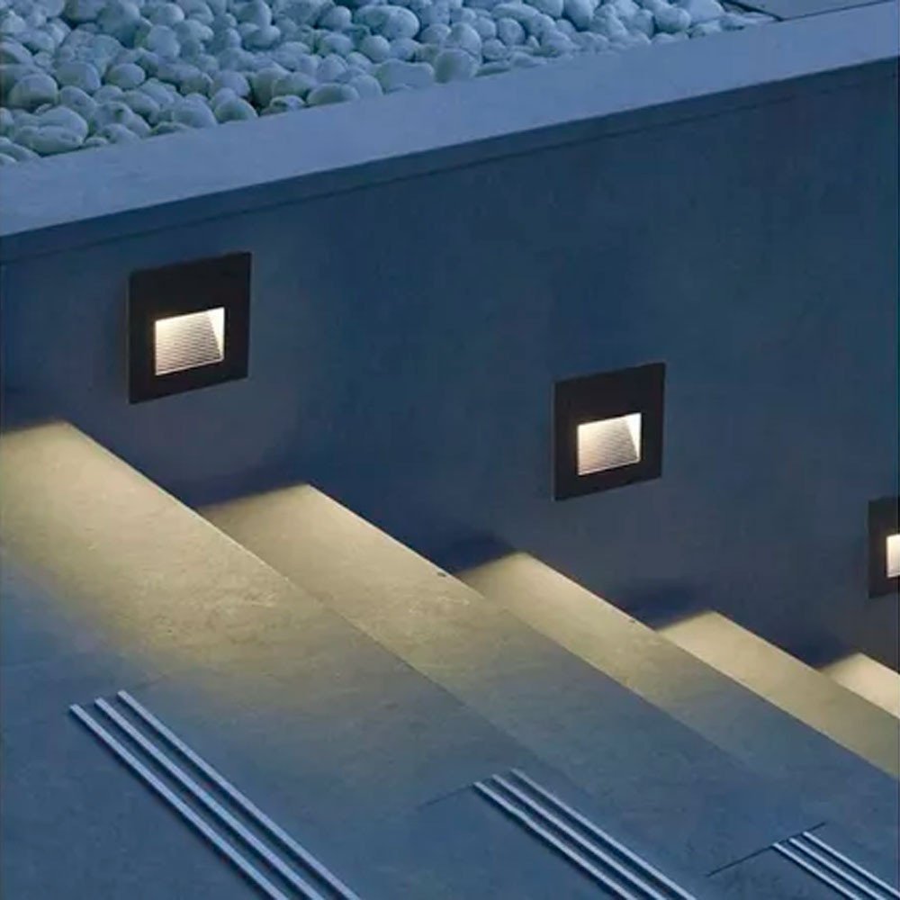 Kit 2 Luminária Parede Balizador Led Escada Preto Luz | MadeiraMadeira