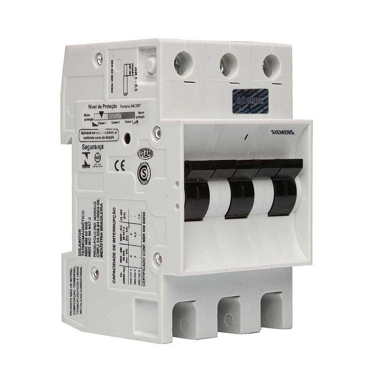 Disjuntor Mini Din Tripolar 4A Curva C 3Ka 220/380V Siemens ...