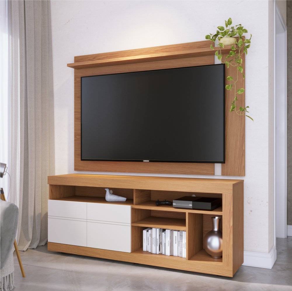 Rack e Painel para TV 70 Polegadas Steve Freijo Off-White Matte | MadeiraMadeira