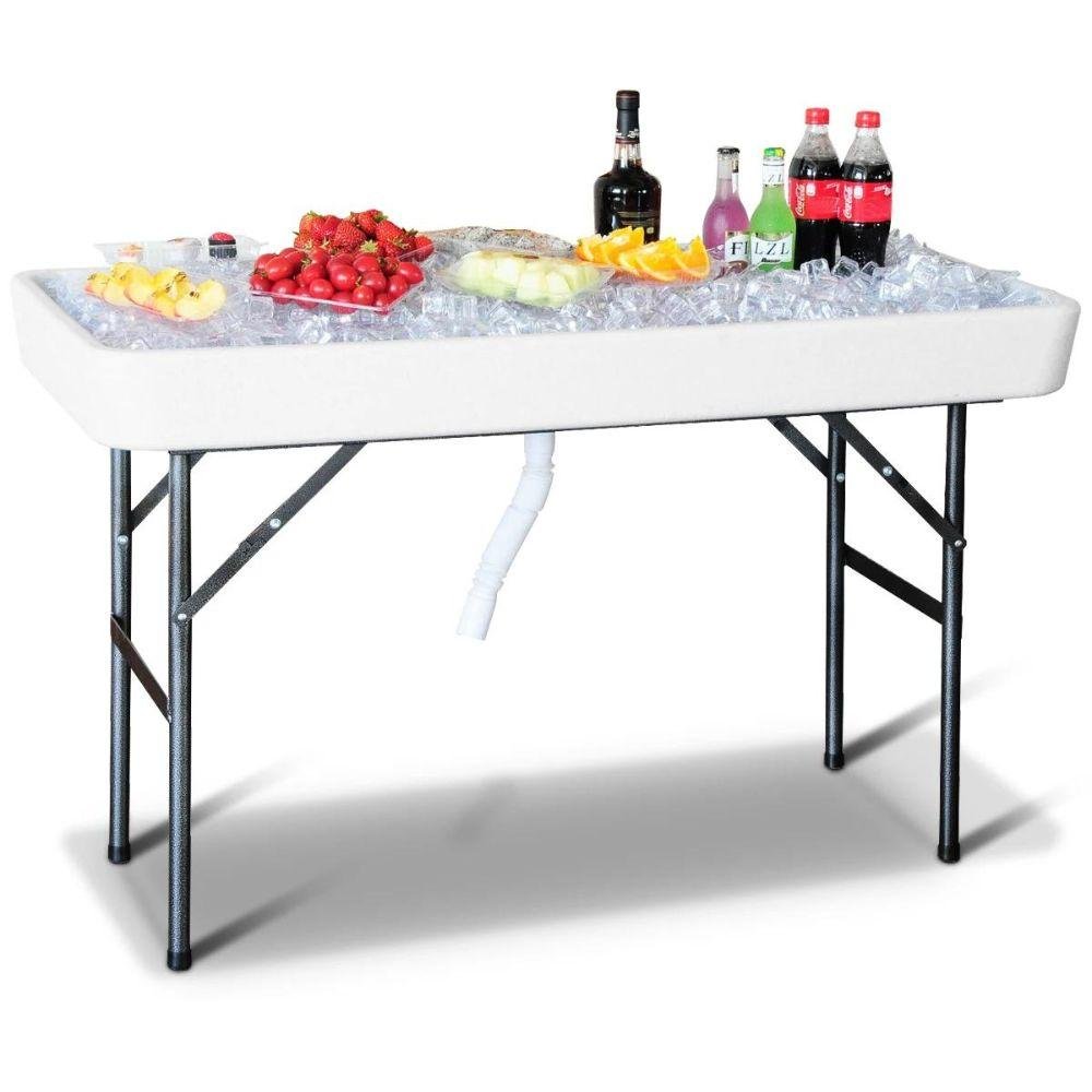 Mesa Portátil para Gelo e Bebidas Camping Praia Piscina PEL-ICE0 ...