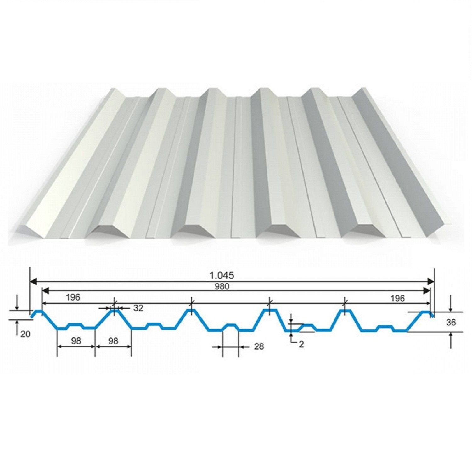 Telha Trapezoidal Galvanizada em Galvalume Aluzinco 300cm x 98cm - 10 ...