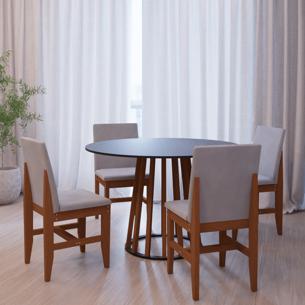 Mesa de Jantar Redonda TALIA - MadeDecor:Amadeirado/Preto/120cm | MadeiraMadeira