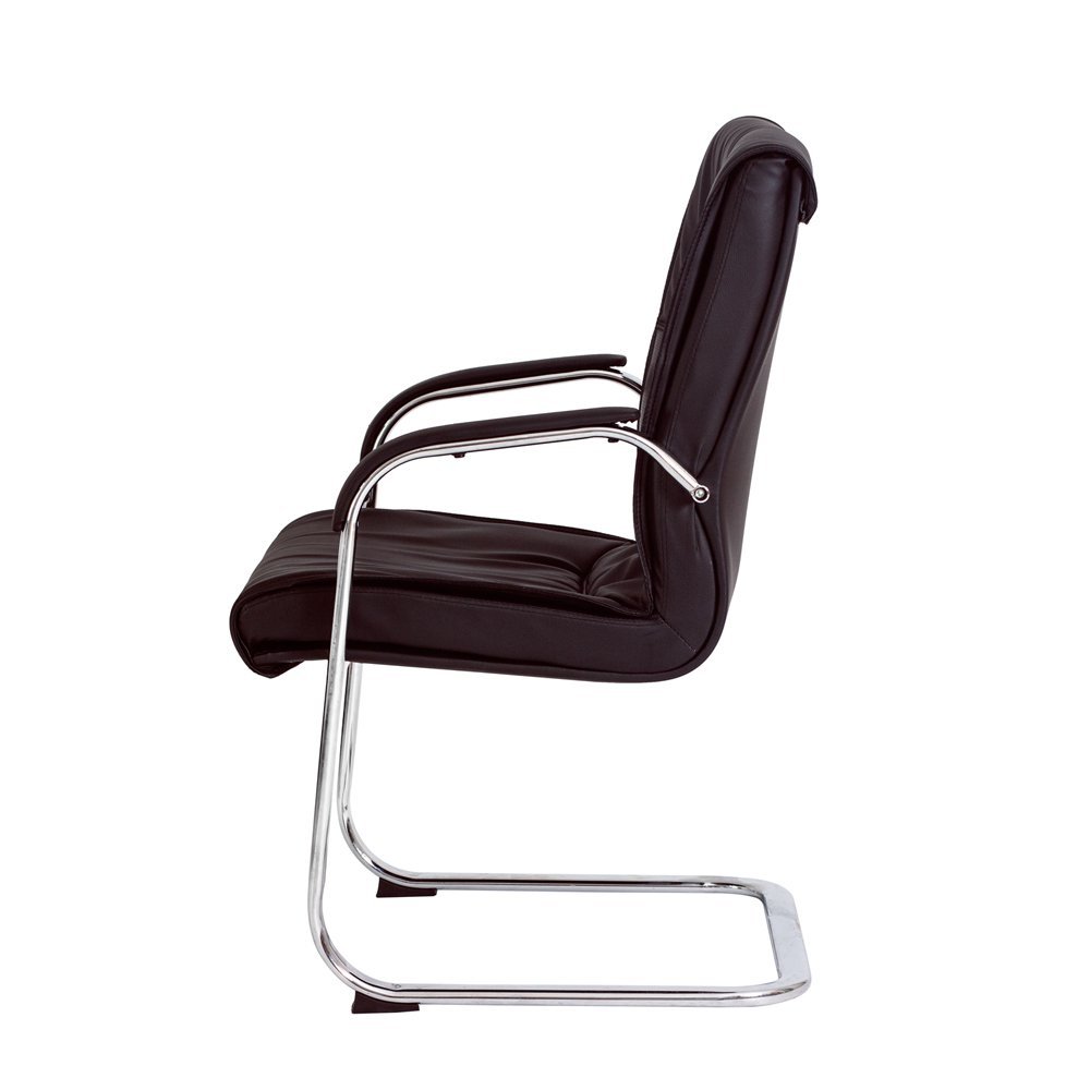Cadeira Escritório Interlocutor Big Fixa Marrom Base Cromada ...