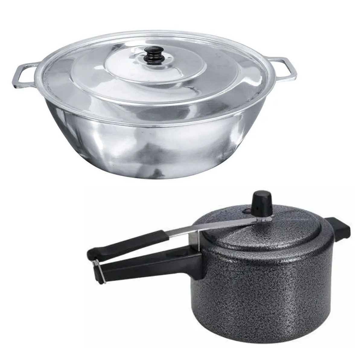 Kit Tacho Alumínio Polido Fundido 45cm + Panela Pressão 10l OkayShop ...