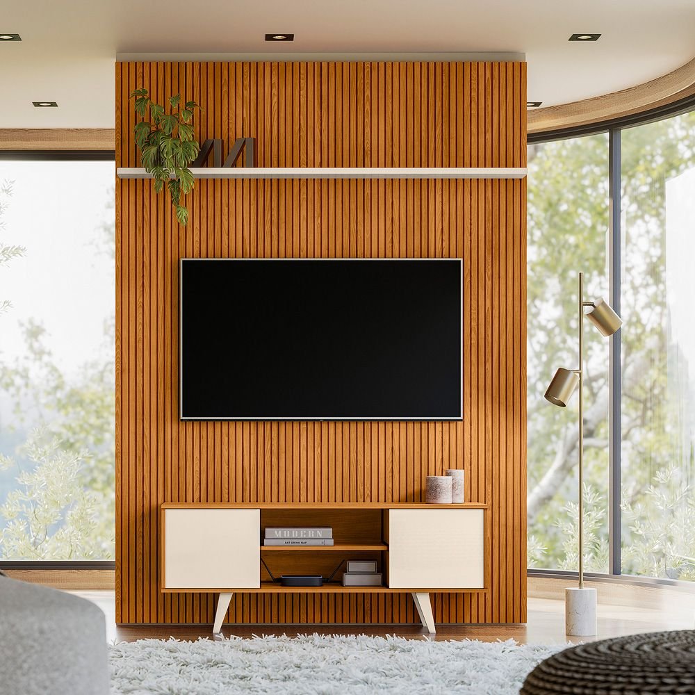 Rack com Painel para TV até 65 Polegadas MDF 179cmx298,5cm New Panorama ...