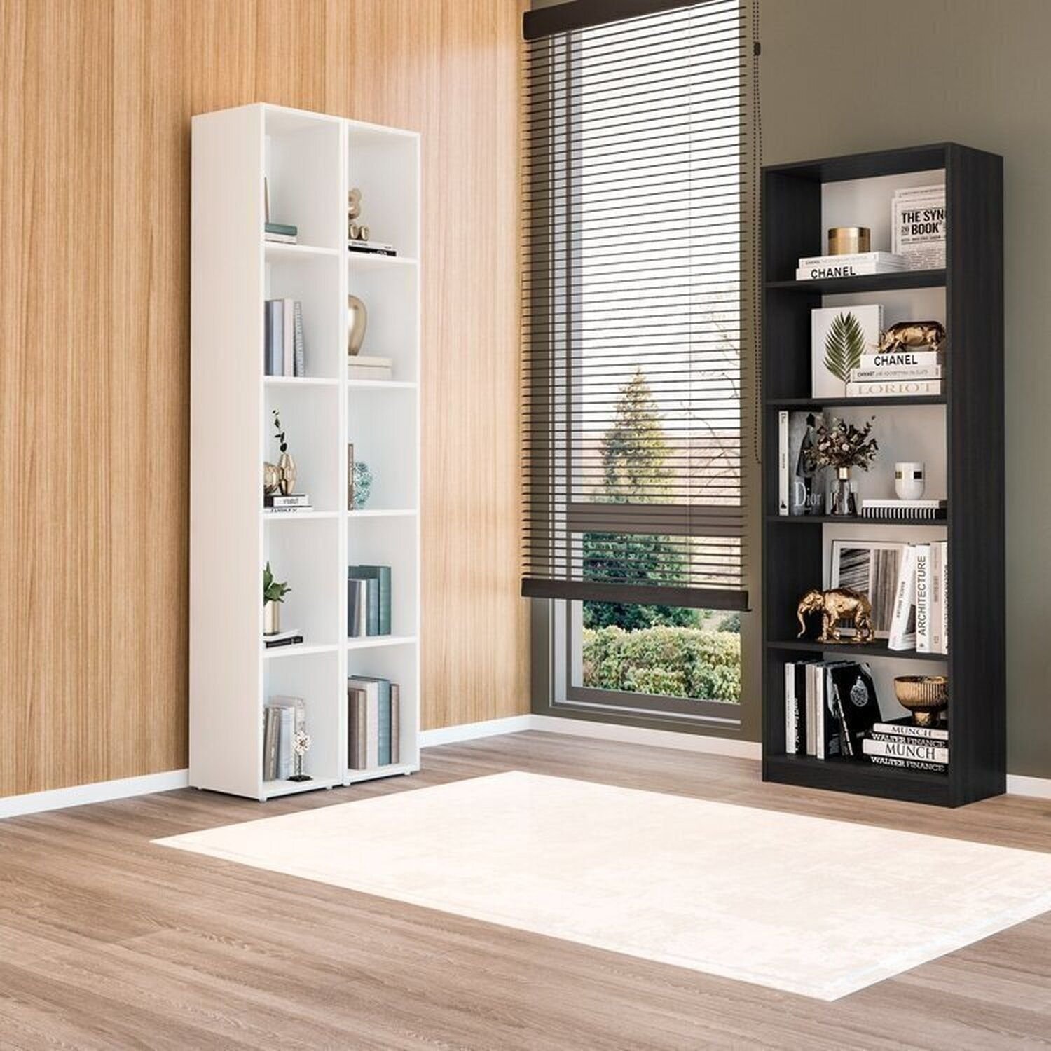 Kit com 1 Estante Multiuso 5 Nichos Montreal e 2 Estantes Horizontal ou ...