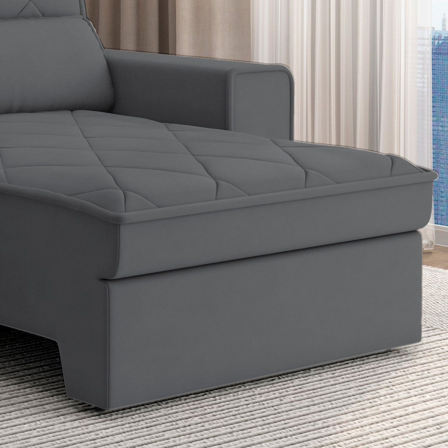 Estofado Retratil e Reclinável 3 Lugares 207cm Viena | MadeiraMadeira