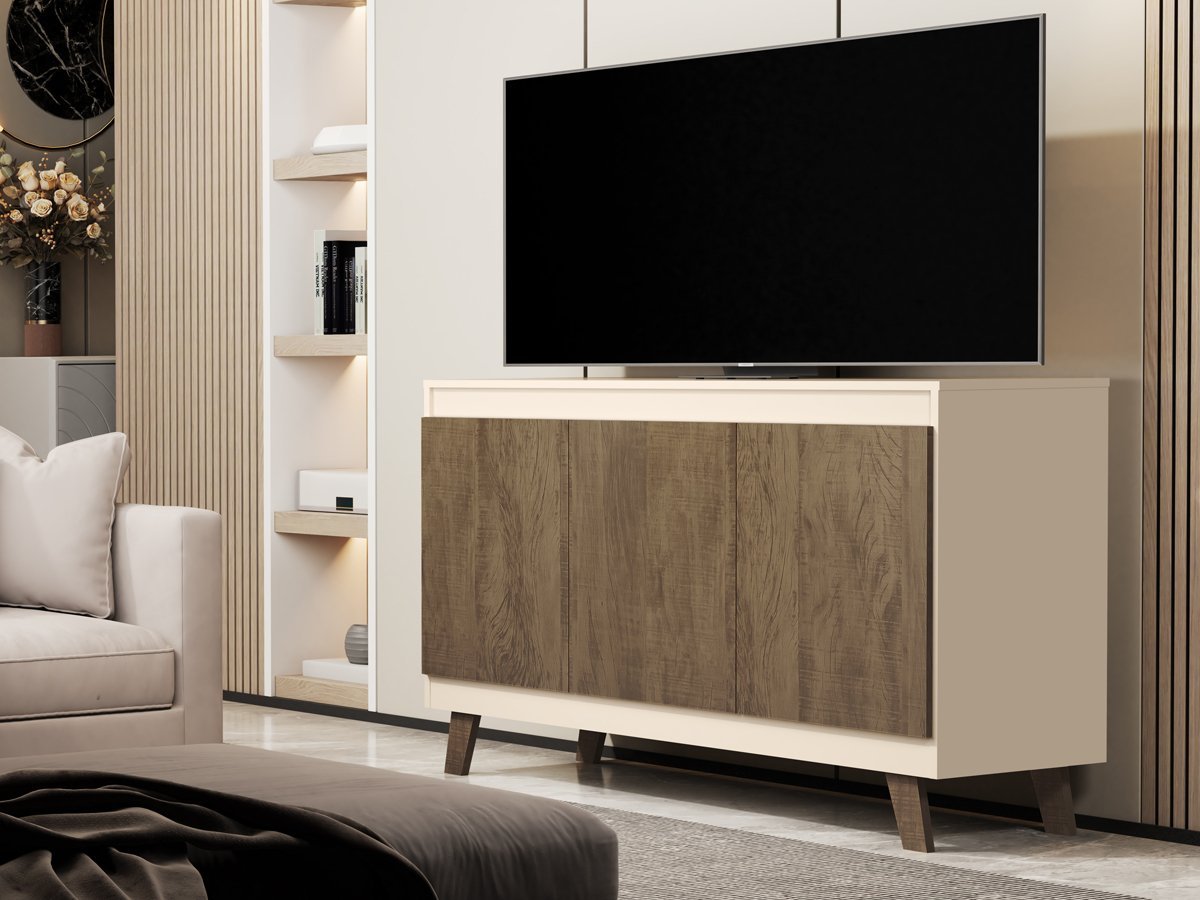 Rack para TV até 60 polegadas 3 Portas Bela 1,20 Off/Ambar | MadeiraMadeira