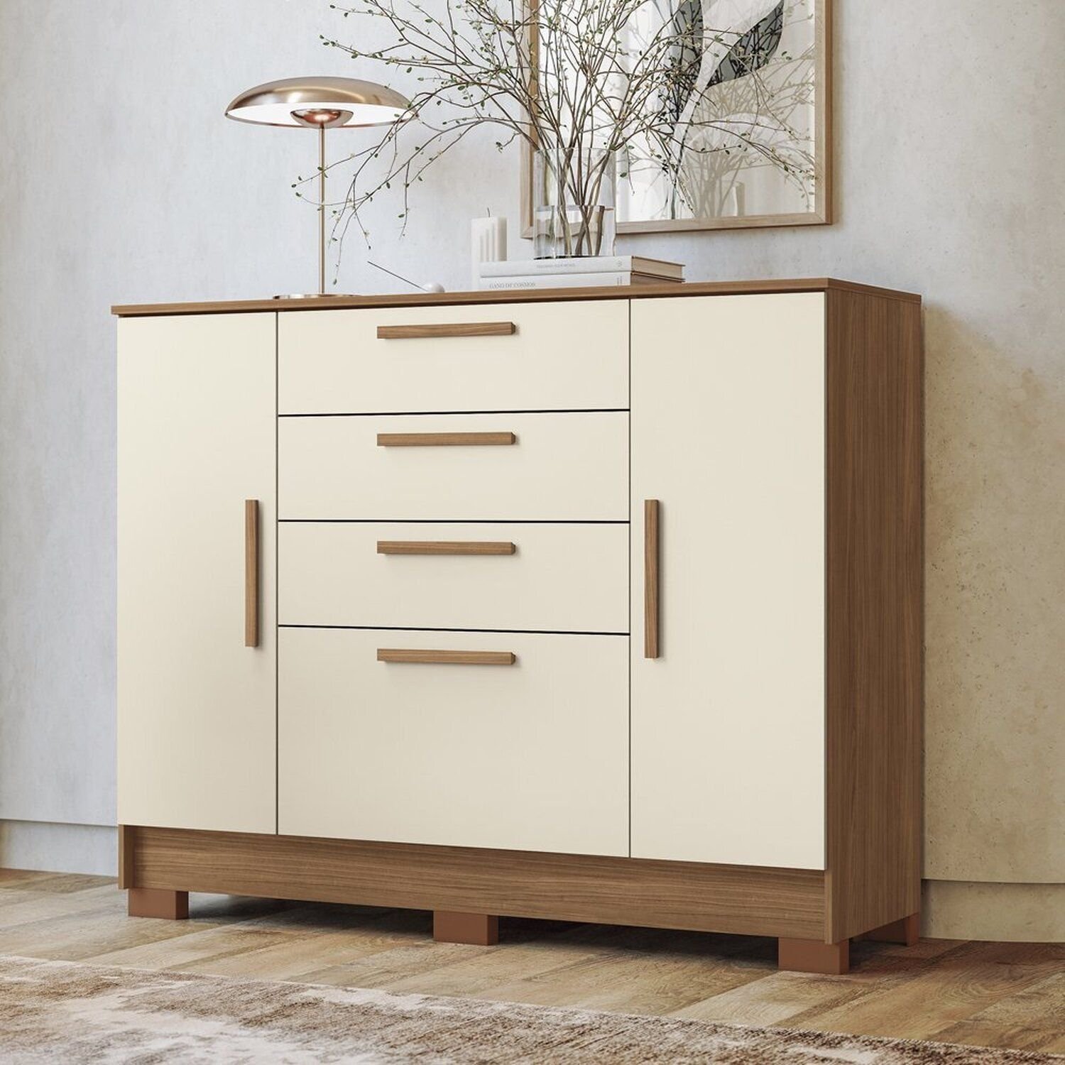 Cômoda 2 Portas 4 Gavetas Pinhais 105cm X 130,2cm, X 42cm | MadeiraMadeira