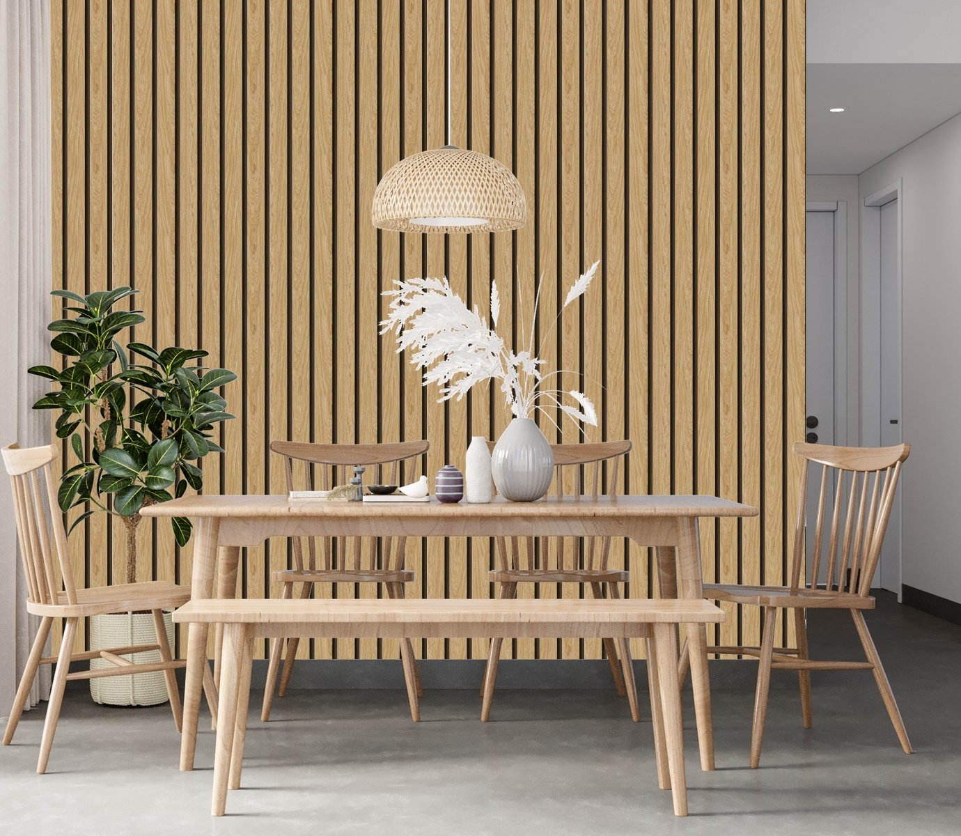 Papel de Parede Ripado Largo Tipo de Madeira Pinus 15m | MadeiraMadeira