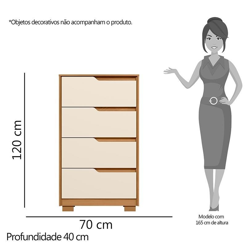 Cômoda Sole 4 Gavetas Carvalho Grife/Off White - PR Móveis | MadeiraMadeira