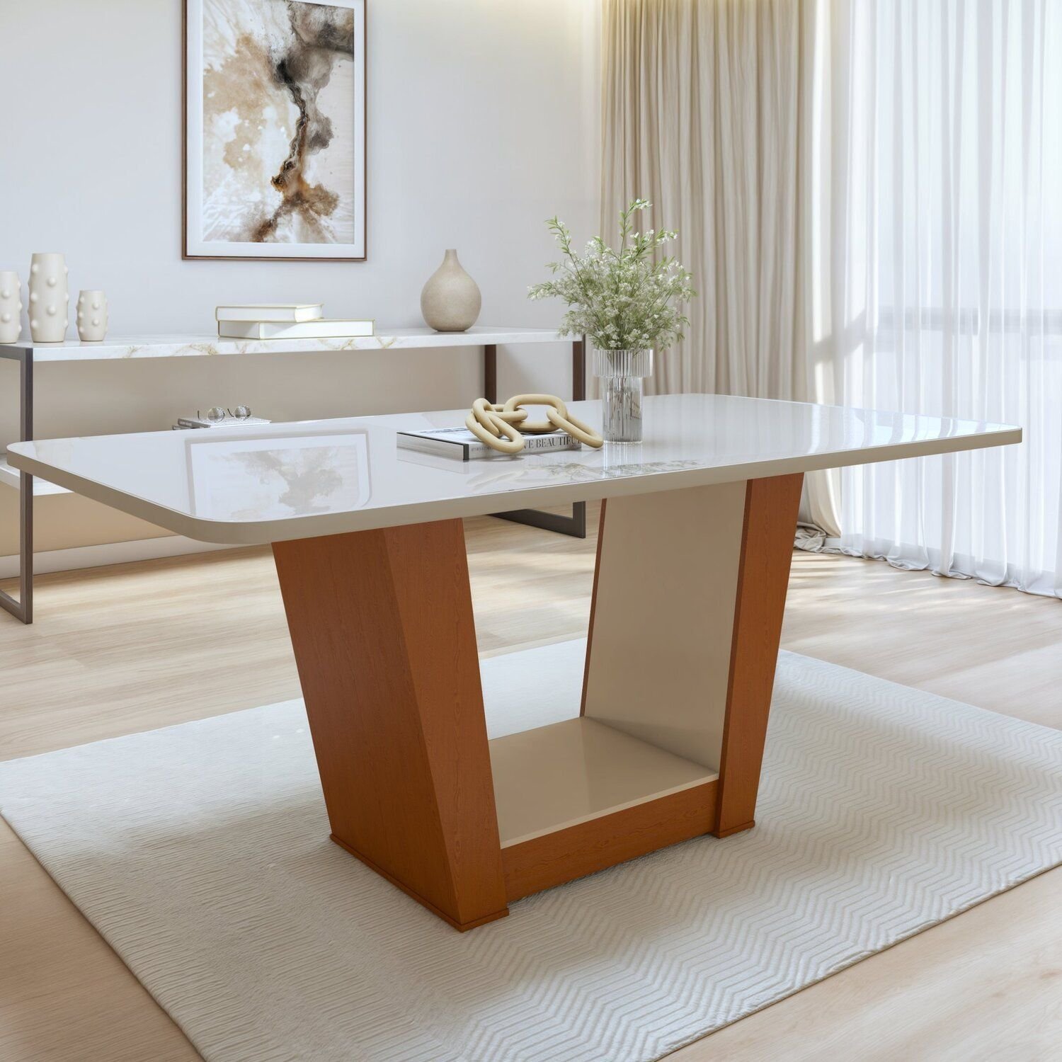 Mesa de Jantar Retangular 170cm Maxi Tampo com Vidro Apogeu ...