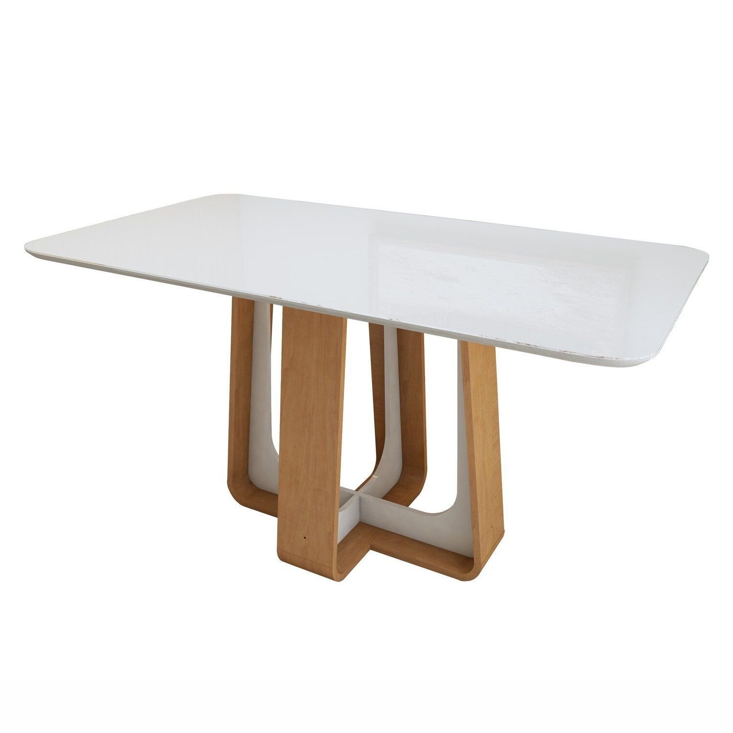 Mesa de Jantar Retangular 170cm Tampo com Vidro Sintonia | MadeiraMadeira