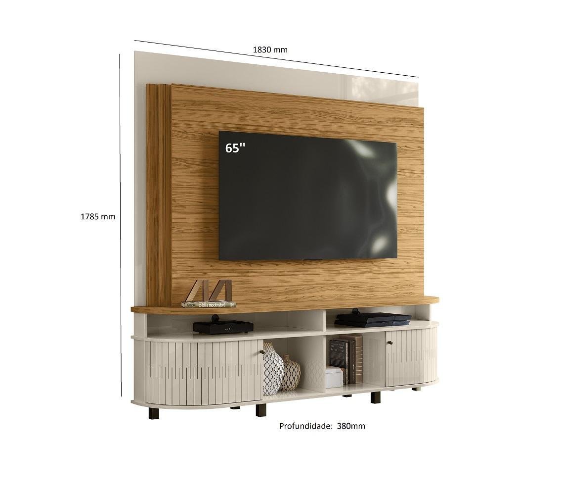 Home Theater Daytona para Tv até 65 Polegadas com Pés Poliestireno Naturale Off White Madetec ...