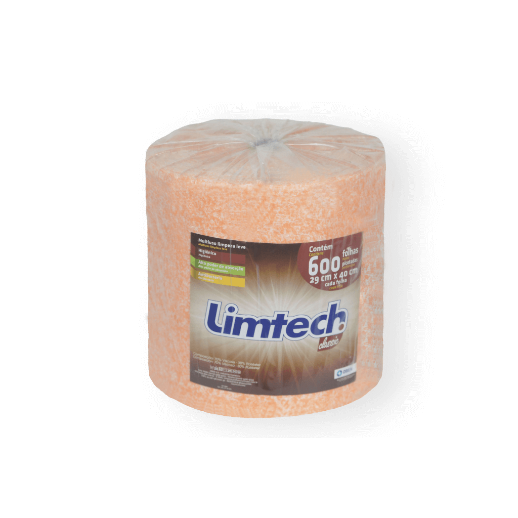Pano Multiuso Limtech - 29cm X 240m - 600 Folhas - 45g/m² - Laranja | MadeiraMadeira