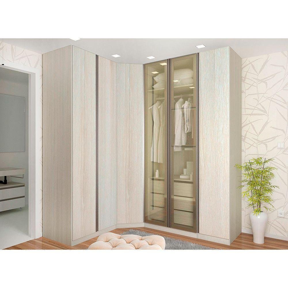 Guarda Roupa De Canto Casal 6 Portas E Legno Crema | MadeiraMadeira