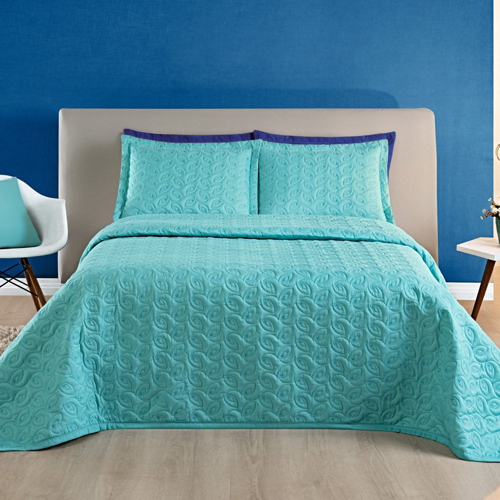 Colcha Queen Size 3 Peças Ágata Cobre Leito 200 Fios Micropercal ...