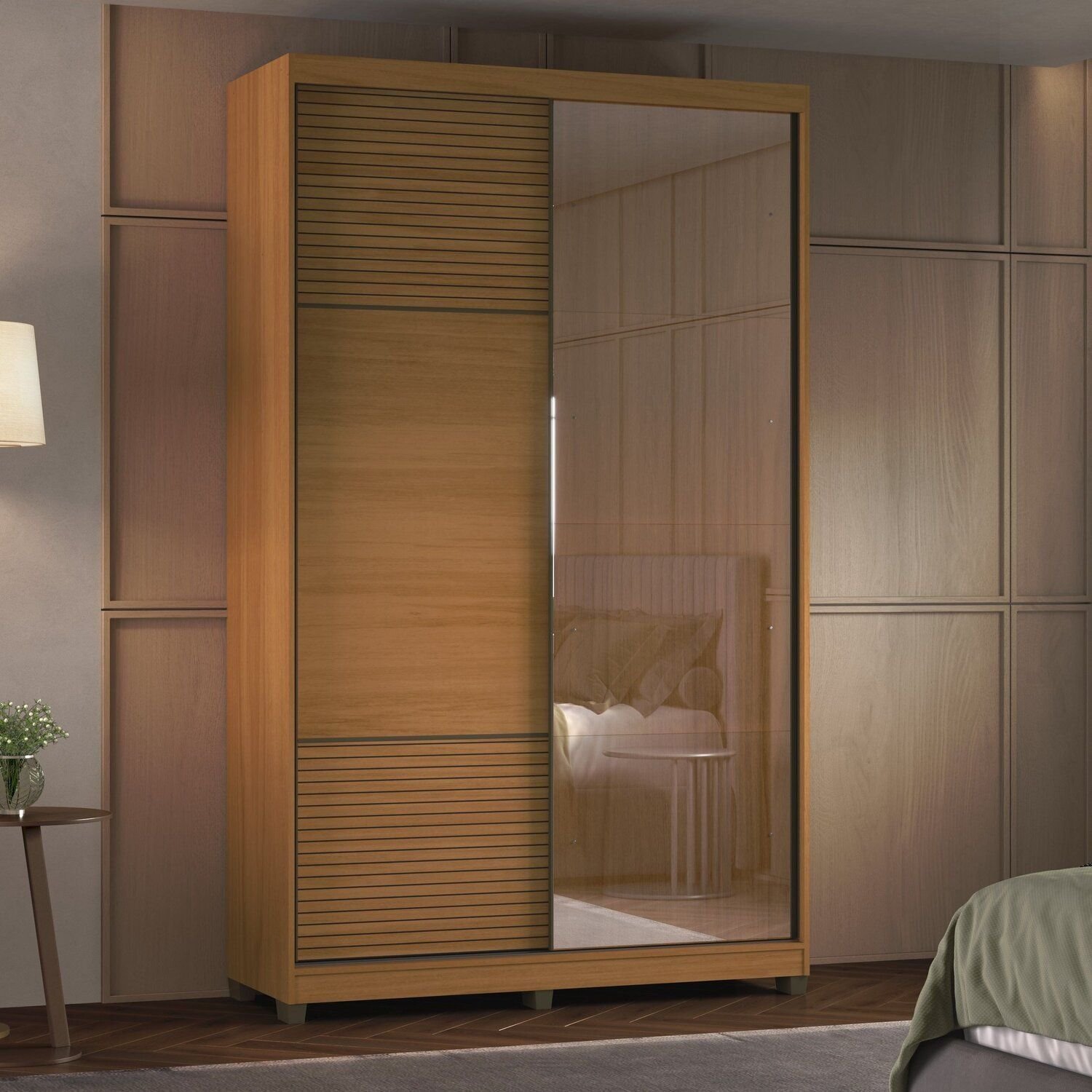 Guarda-Roupa 2 Portas de Correr com Espelho e 02 Gavetas em 100% MDF ...