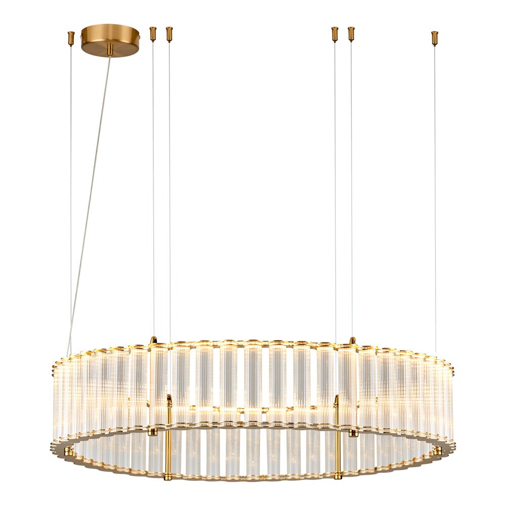 Pendente Monile Transparente / Dourado (d)80cm (a)18cm 1xled Integrado ...