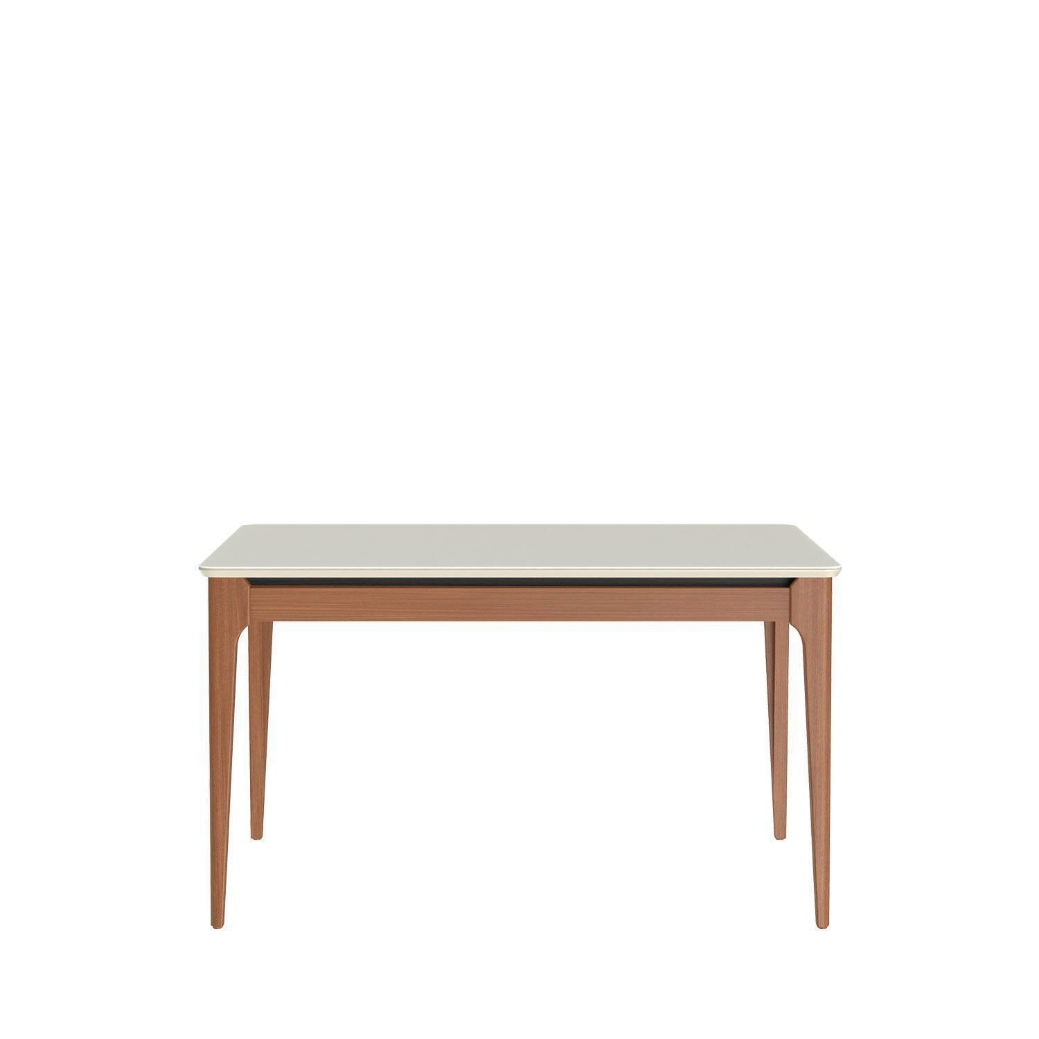 Mesa de Jantar 135cm com Base em Madeira Natural e Tampo de Vidro Addar ...