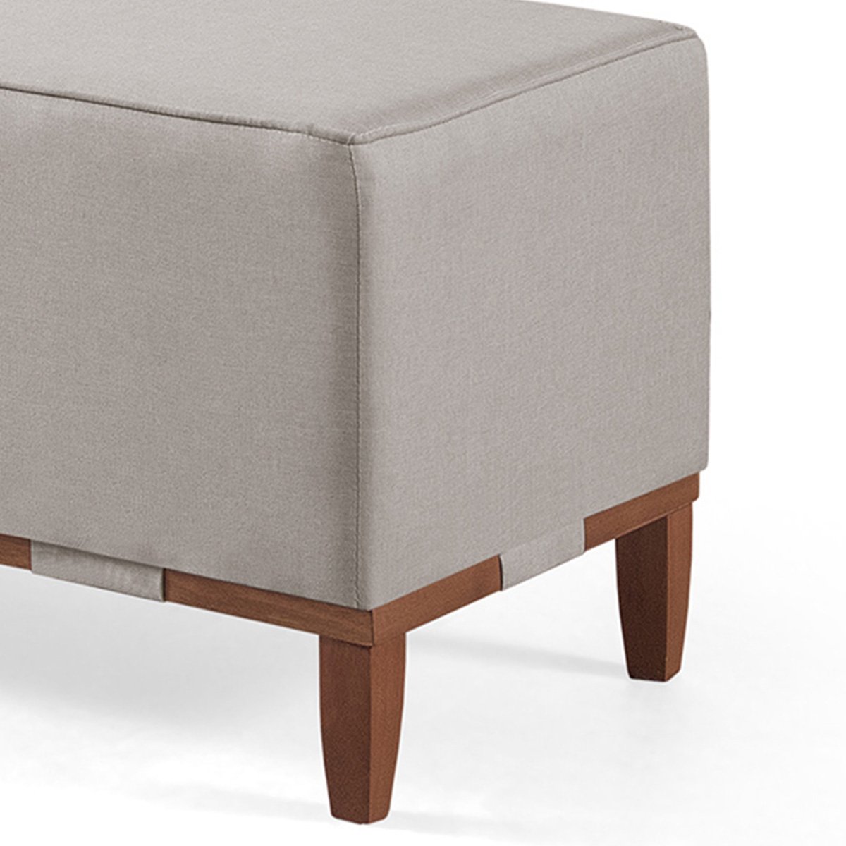 Puff Retangular de Linho para Sala - Champanhe | MadeiraMadeira