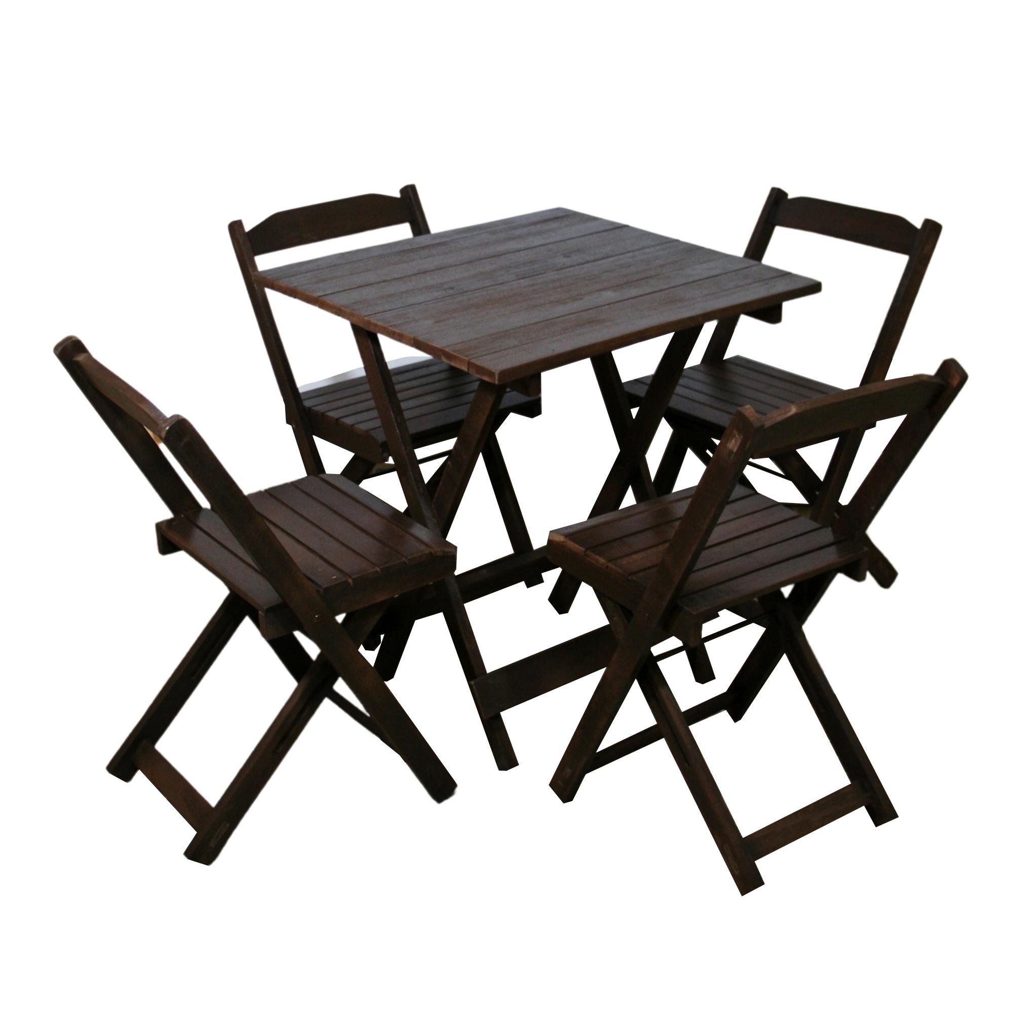 Jogo de mesa com 4 cadeiras dobráveis:Verniz Imbuia | MadeiraMadeira